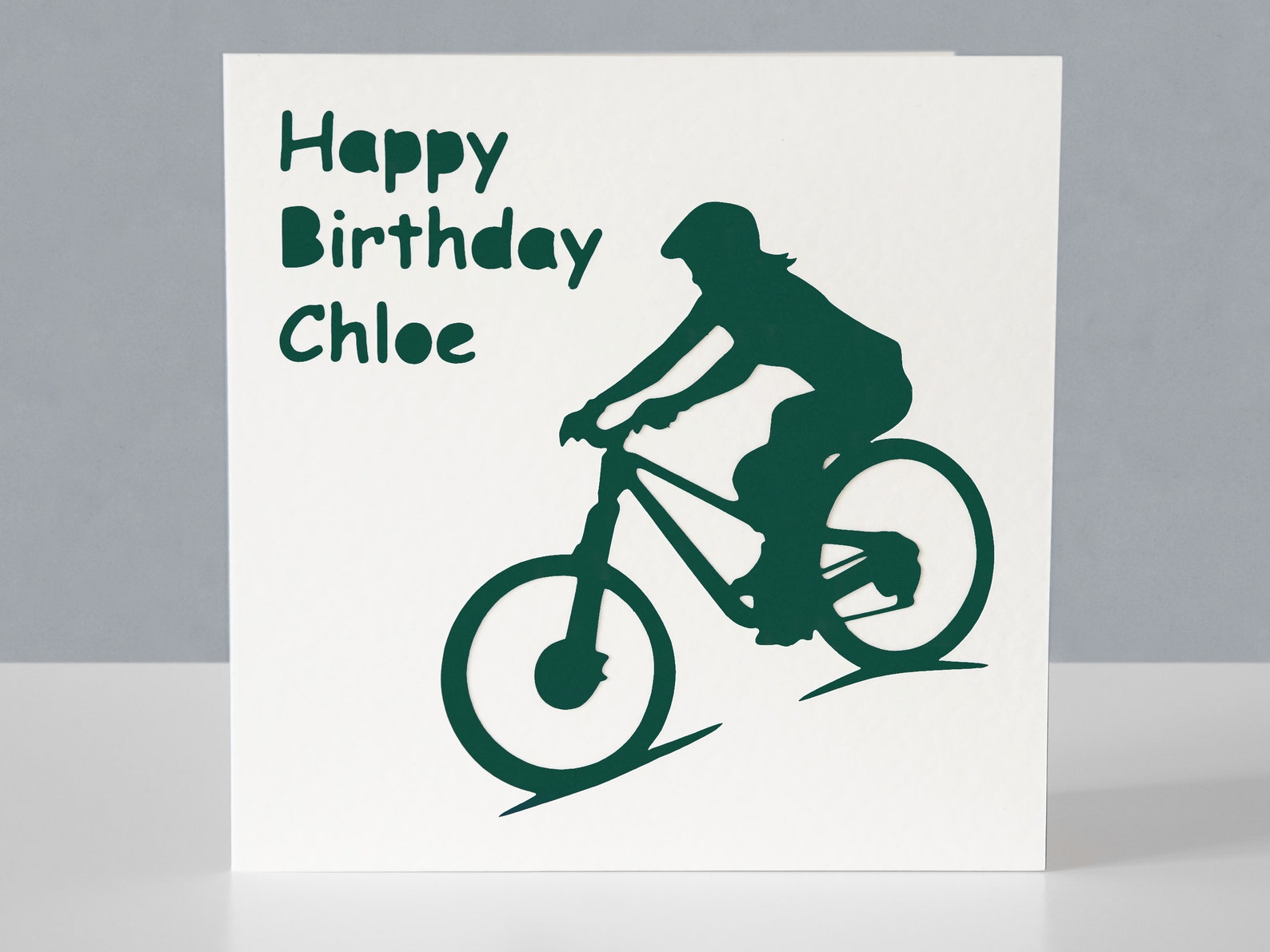 Personalised Mountain Bike Birthday Card for Her - Papercut Girl ...