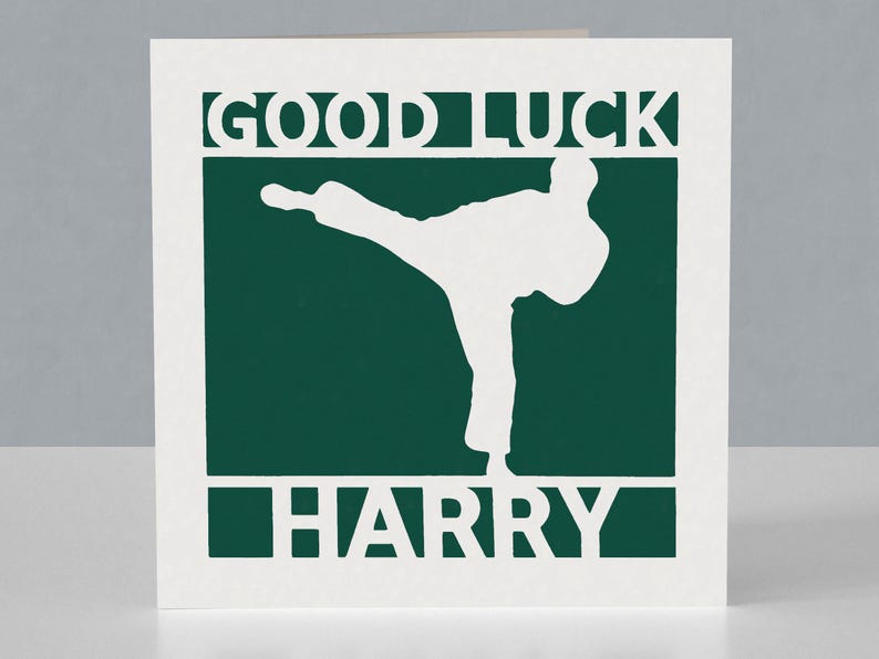 Personalised Karate Good Luck Card - Papercut Design - Etsy
