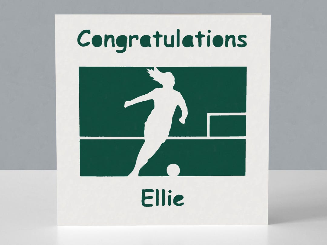 Personalised Women's Football - Soccer Congratulations Card - Papercut ...
