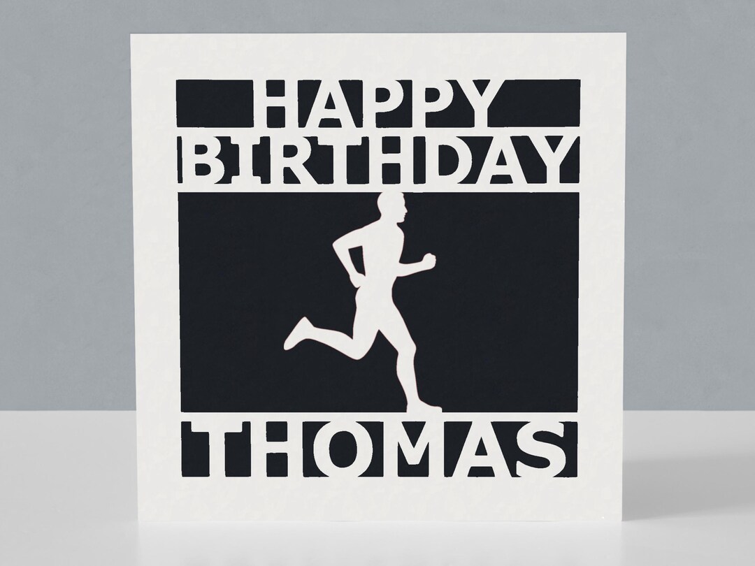 Personalised Birthday Card a Runner or Jogger: Papercut Greetings Card ...