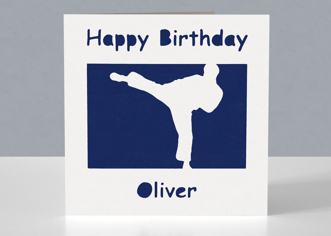Personalised Birthday Card for a Karate Fan - Handmade Papercut ...