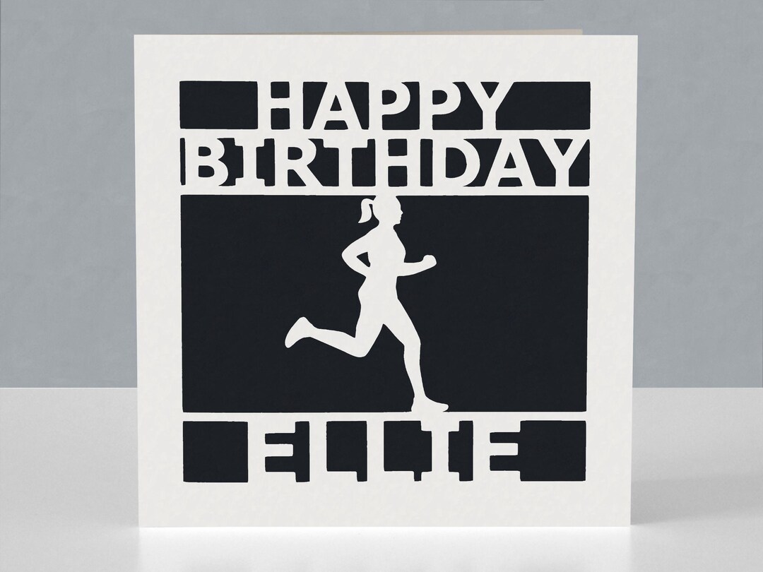 Personalised Birthday Card for a Woman Runner or Jogger - Papercut ...