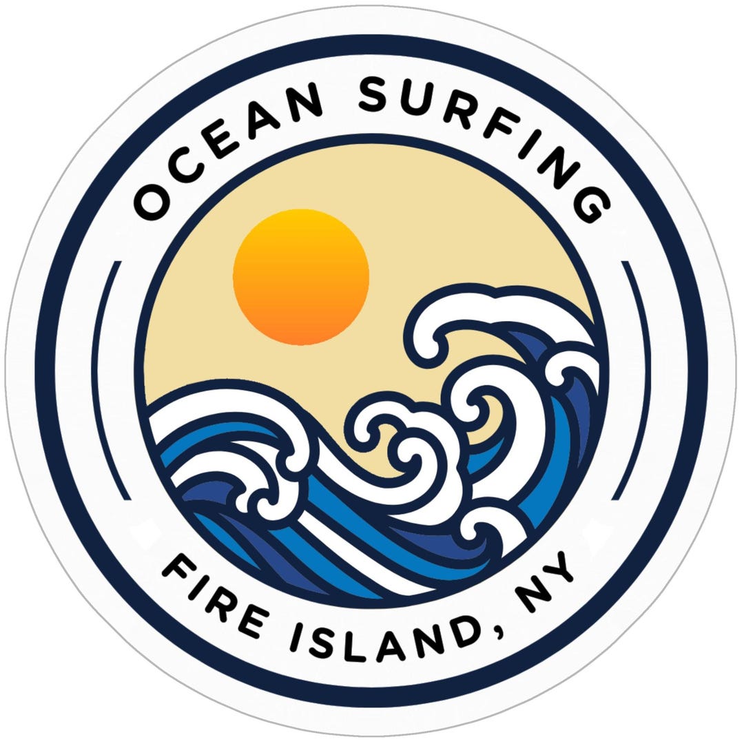 Fire Island Surf Sticker - 3" X 3" - Fire Island, NY Surfing - Surfing ...