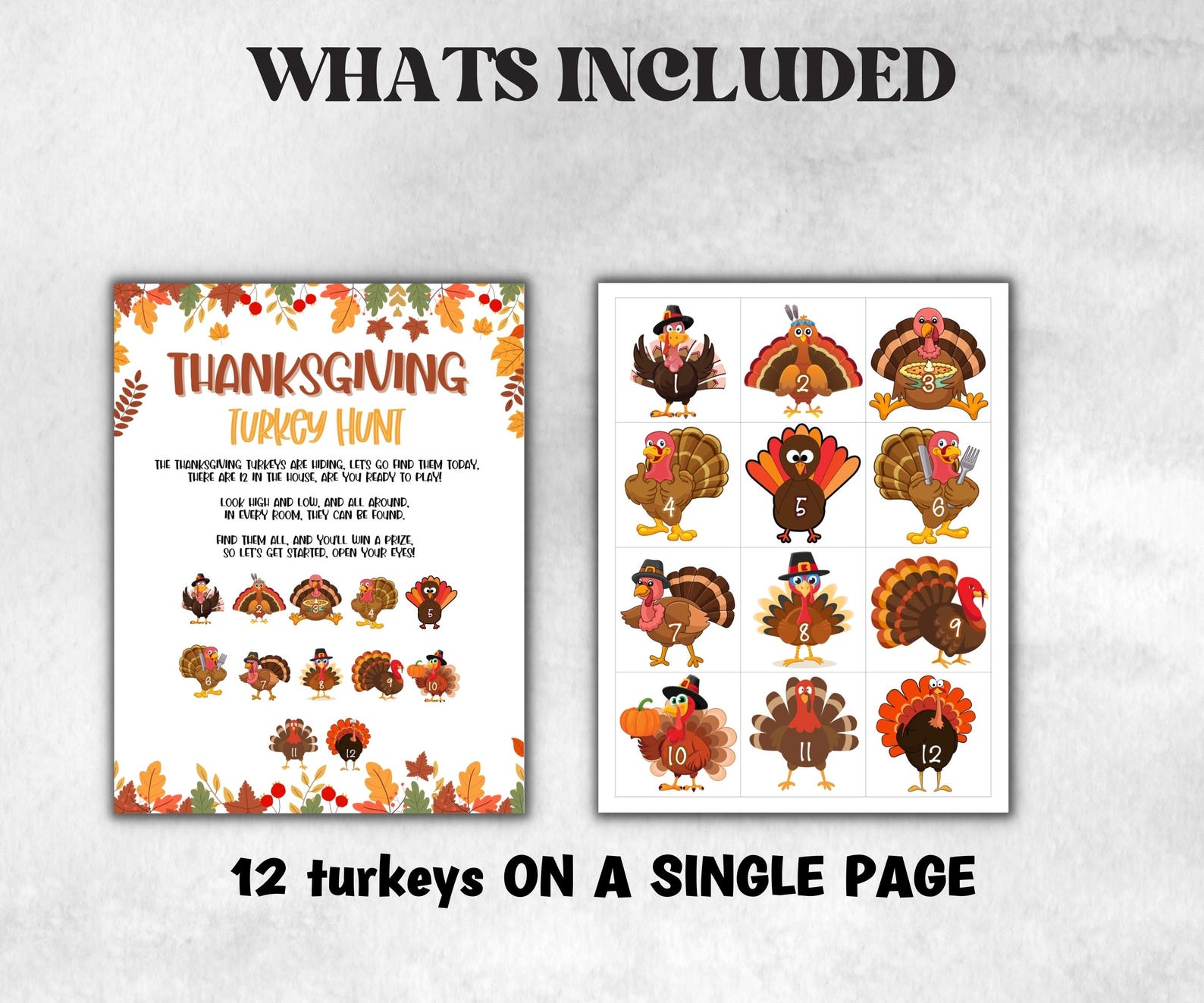 Turkey Scavenger Hunt Game, Printable Family Adventure, Fun for Kids ...