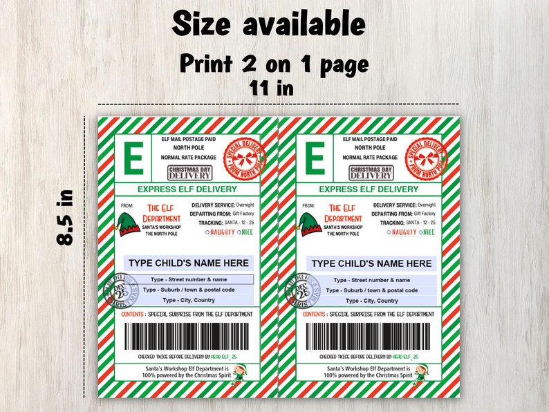 Elf Mail Shipping Labels Template, North Pole Stickers, Elf Arrival ...