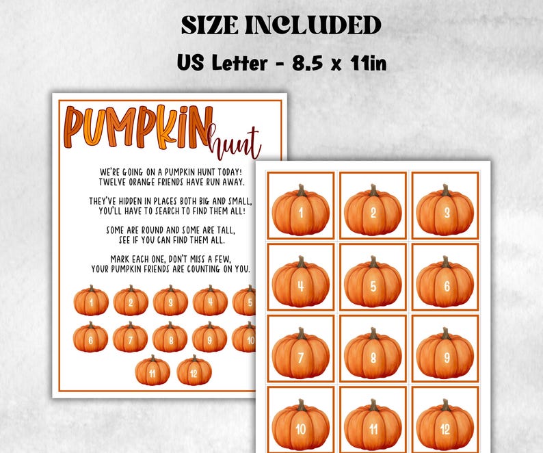Pumpkin Scavenger Hunt Game, Fall Harvest Hunt, Thanksgiving Game ...