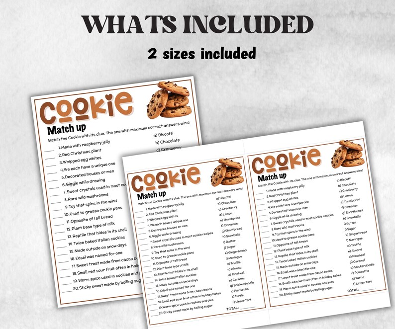 Cookie Match up Trivia, Christmas Party Game, Holiday Party Game ...