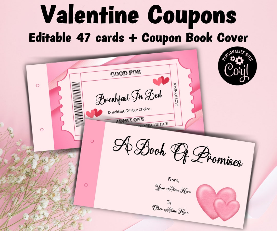 Valentine Coupon Book | Valentine's Day Gift | Printable Coupon Book ...