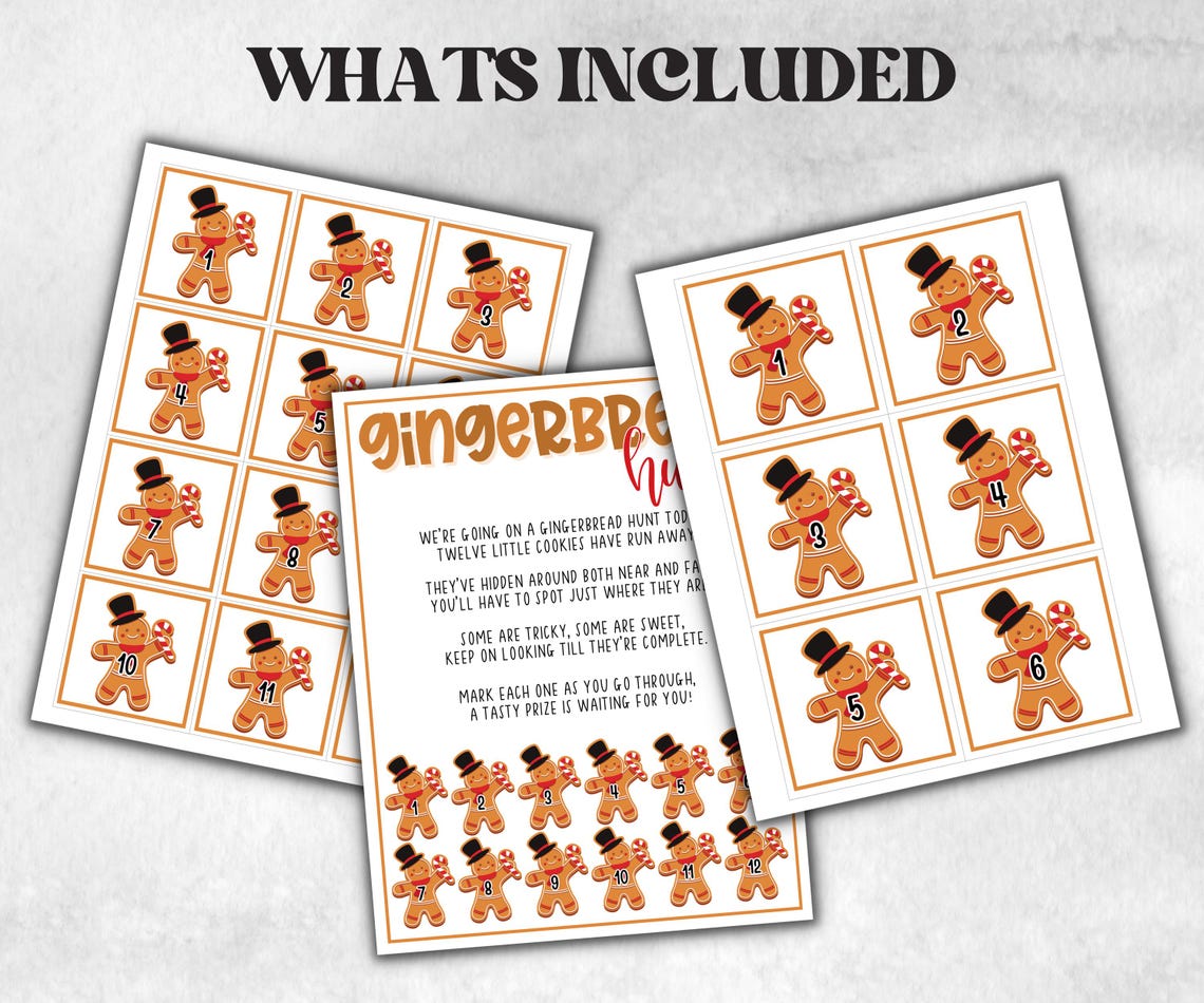 Gingerbread Scavenger Hunt Game, Kids Gingerbread Game, Xmas Scavenger ...
