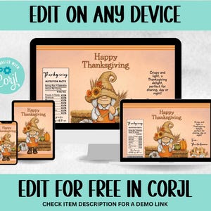 Editable Thanksgiving Chip Bag Wrapper, Thanksgiving Chip Bag, Chip Bag ...