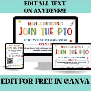 Join the PTO PTA Flyer Template, Editable Canva Design, Parent ...