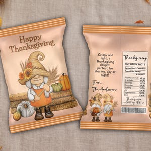 Editable Thanksgiving Chip Bag Wrapper, Thanksgiving Chip Bag, Chip Bag ...