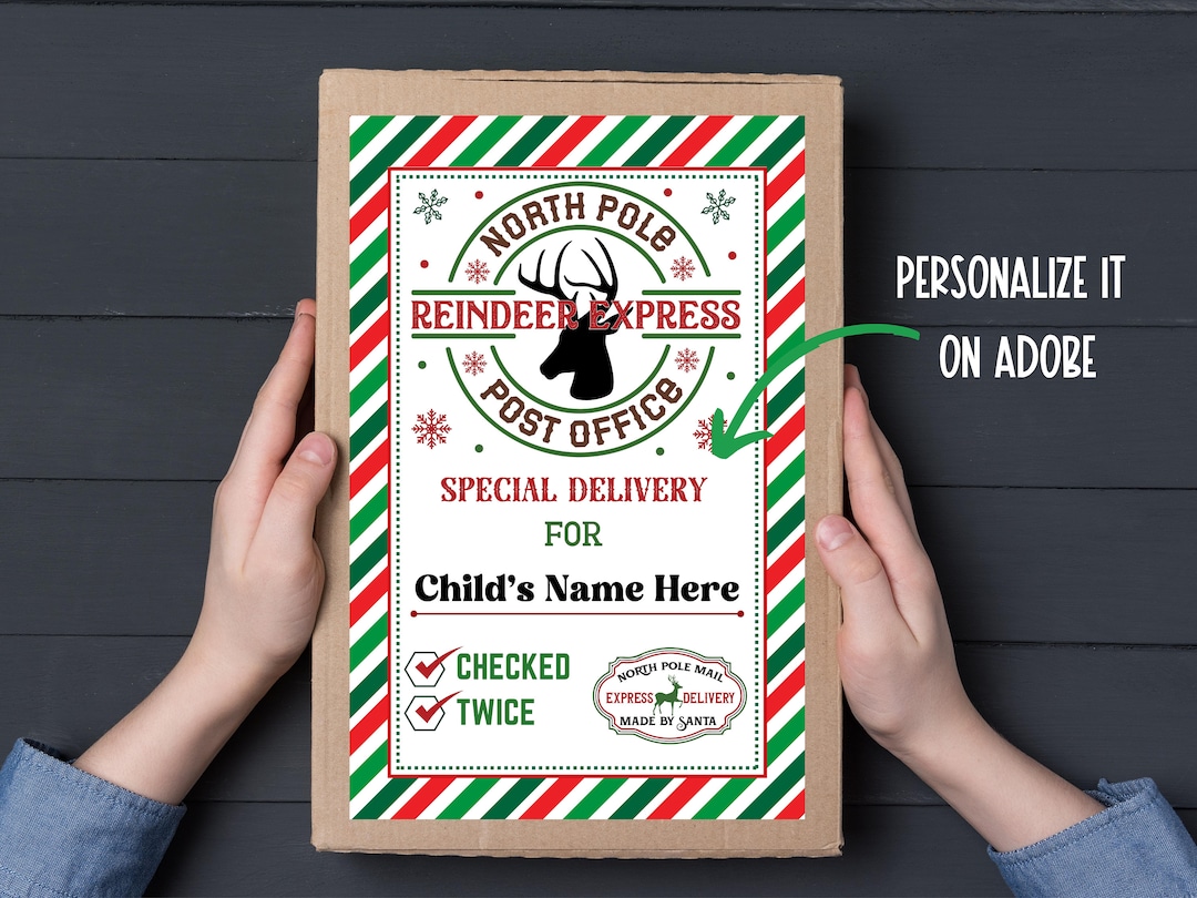 Editable Elf Shipping Label Template 5.5X8.5 | Elf Mail | Elf Mischief ...