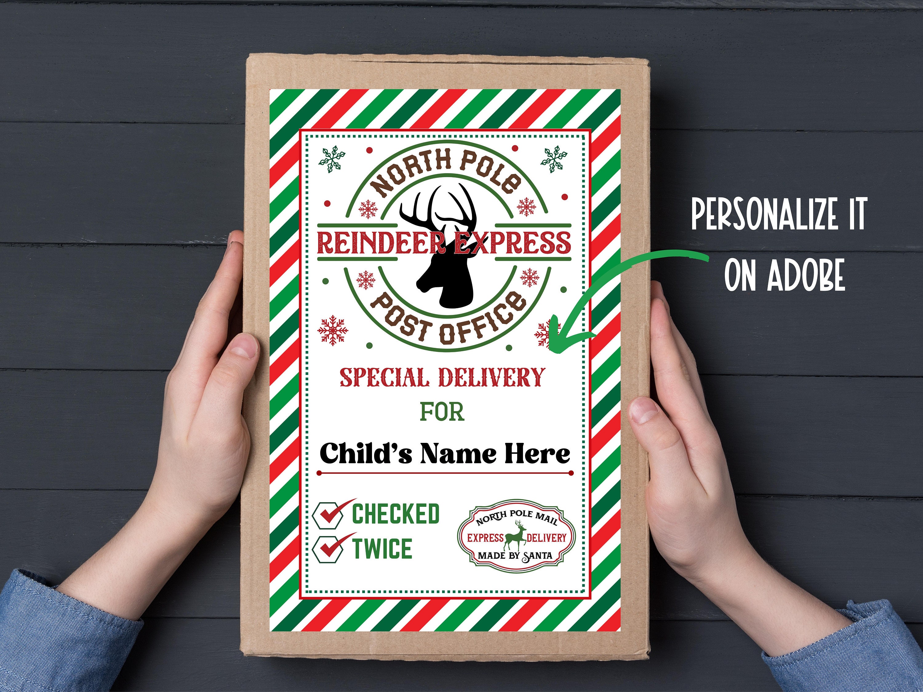 Editable Elf Shipping Label Template 5.5X8.5 Elf Mail Elf Mischief ...