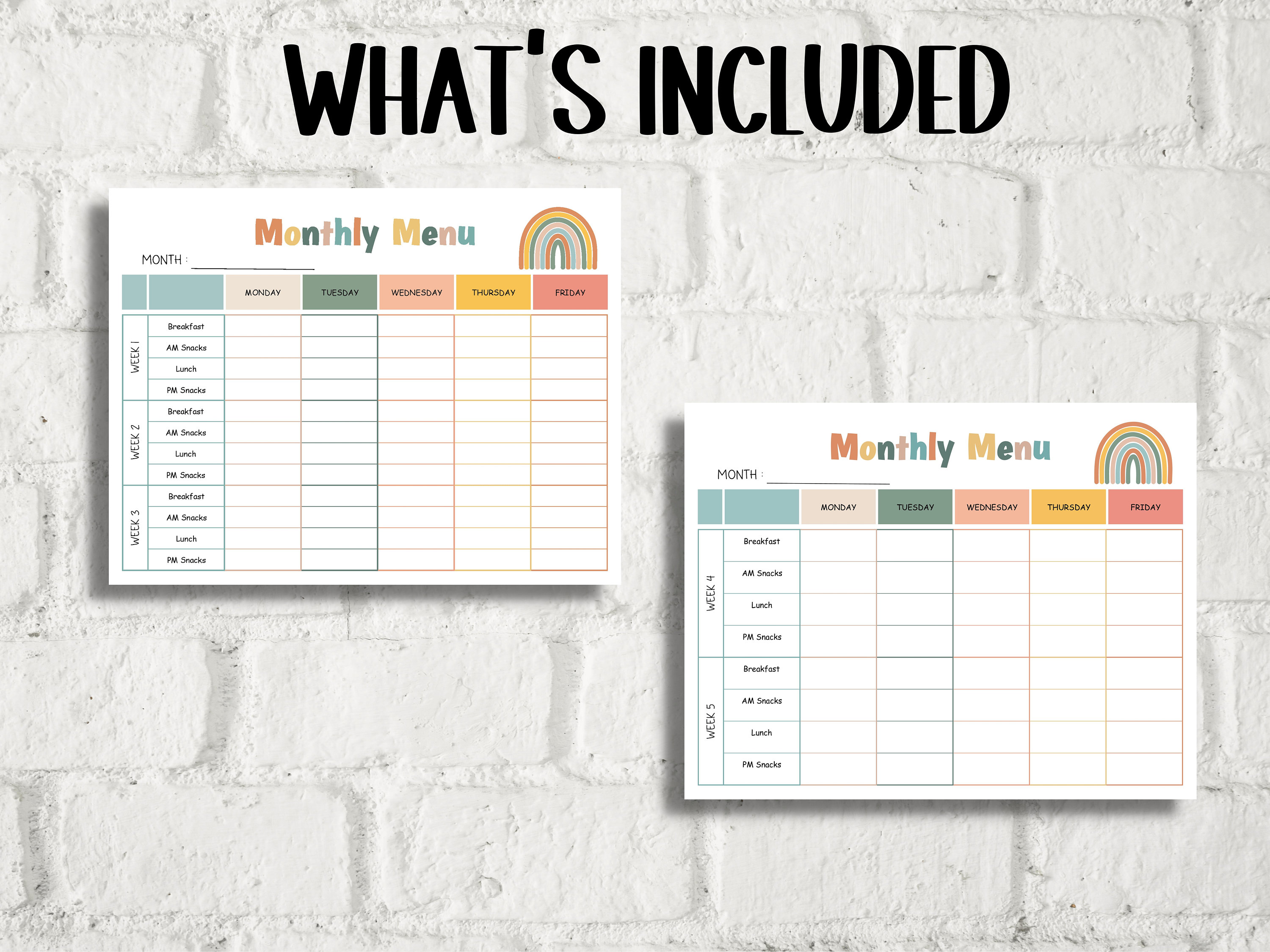 Home Daycare Monthly Menu Editable Daycare Meal Planner - Etsy