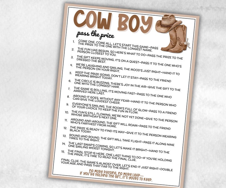 Cowboy Pass the Prize, Western Wild West Rodeo Classroom Birthday Party ...