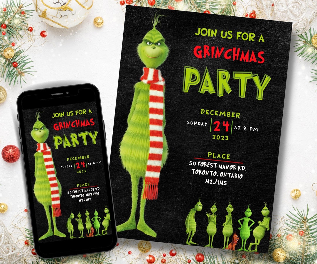 Editable Christmas Party Invitation | Grinch Party Invitation | Instant ...