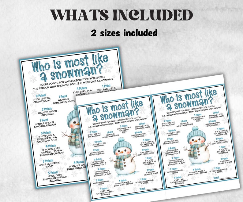Who is Most Like a Snowman, Winter Games, Frosty the Snowman, Winter ...