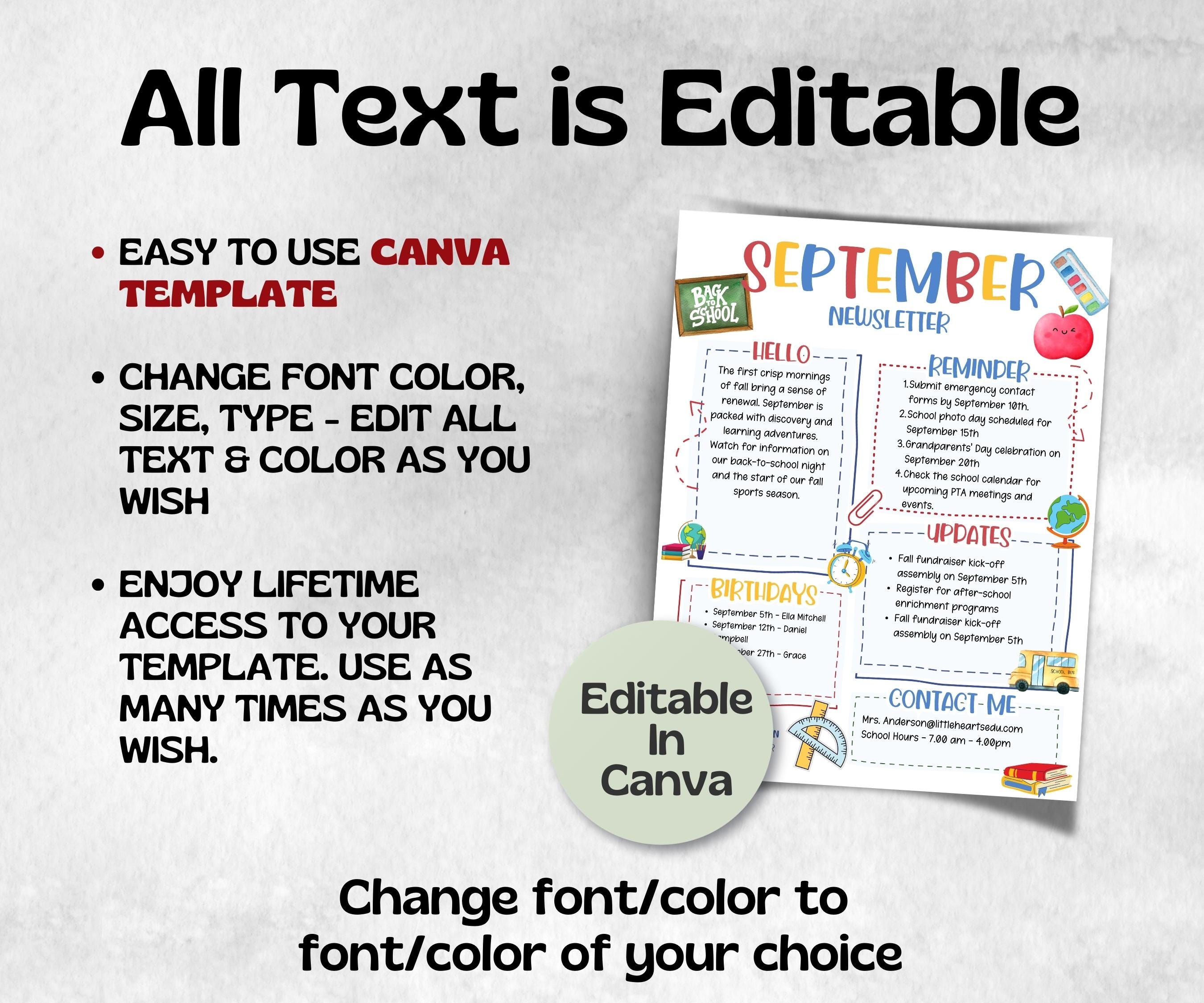 Back to School September Classroom Newsletter, Daycare Newsletter Canva ...