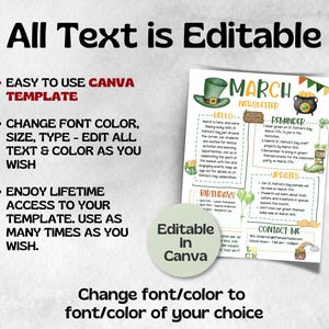 March St. Patricks Day Classroom Newsletter, Daycare Newsletter ...