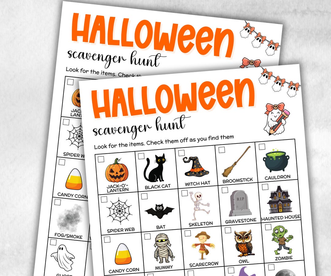 Halloween Photo Hunt, Indoor Outdoor Scavenger, Spooky Family Activity ...