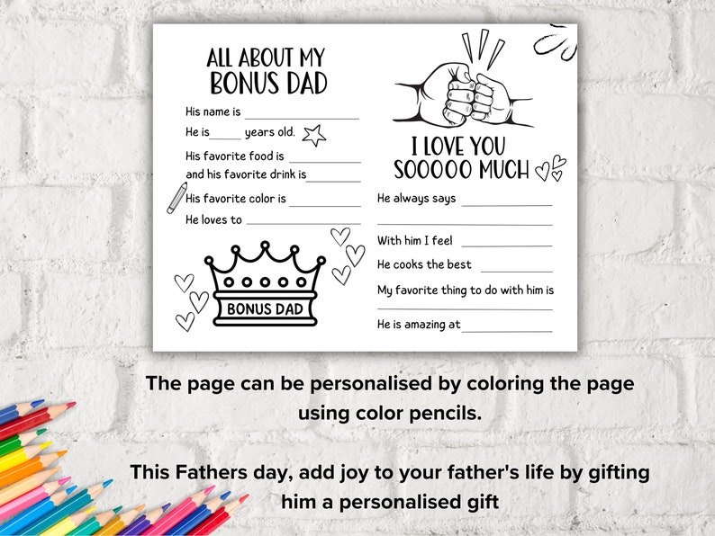 All About My Bonus Dad Fill in the Blank I Father's Day - Etsy