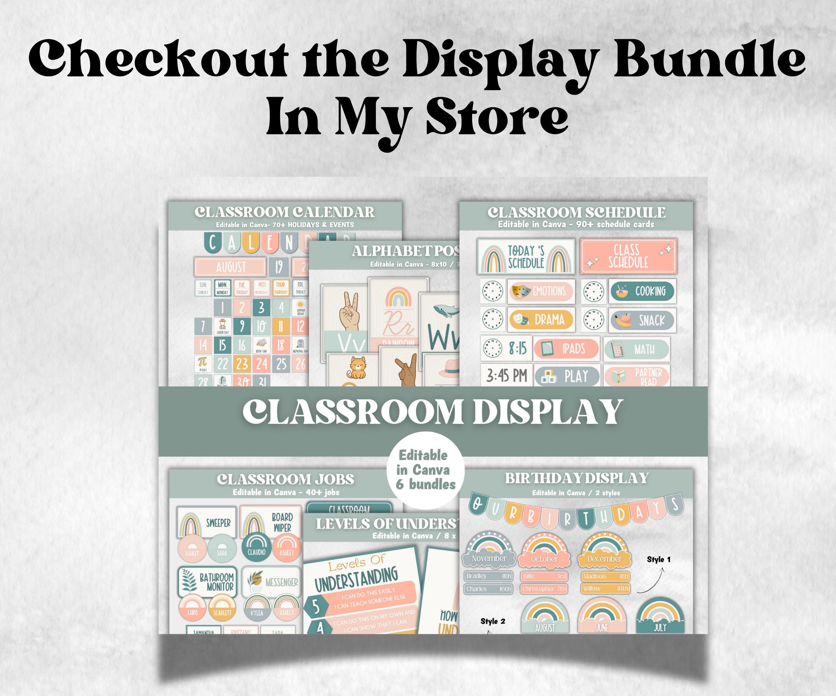 School Calendar, Editable Calendar Display, Classroom Calendar, Back to ...