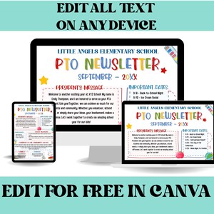 PTO PTA Newsletter, Editable Canva Template, Parent Communication ...