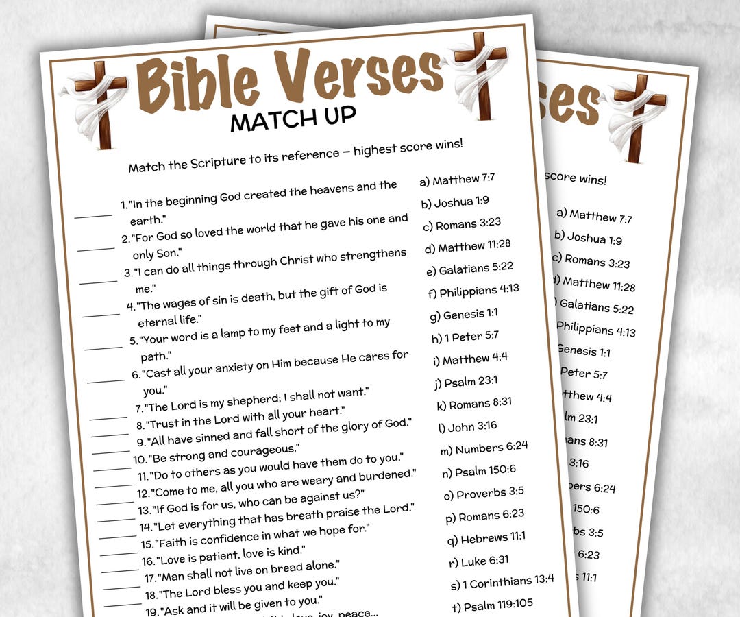 Printable Bible Verses Match up for Kid, Old Testament Activity ...