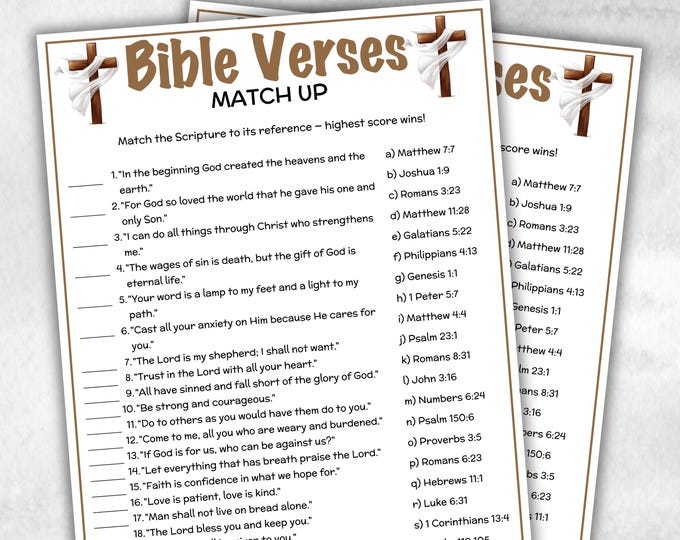 Printable Bible Verses Match up for Kid, Old Testament Activity ...