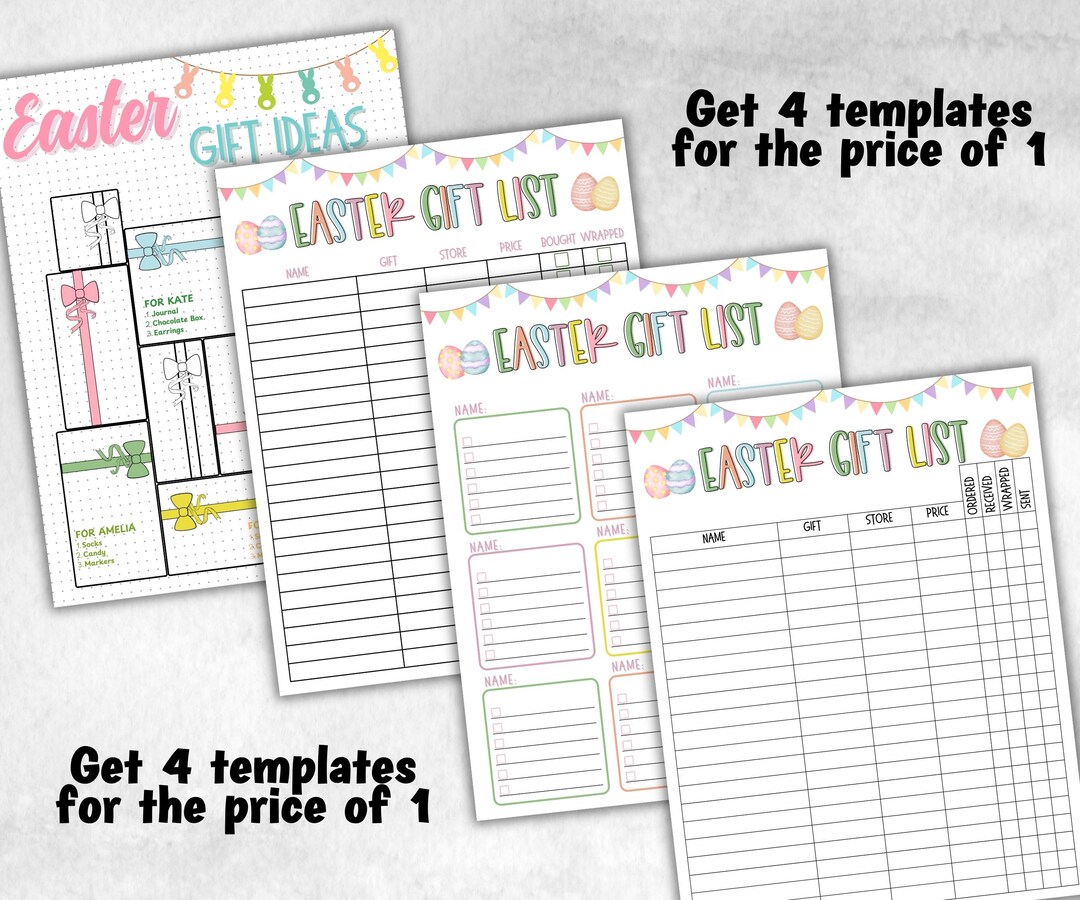 Easter Shopping List for Kids, Printable Easter Gift List, Holiday ...