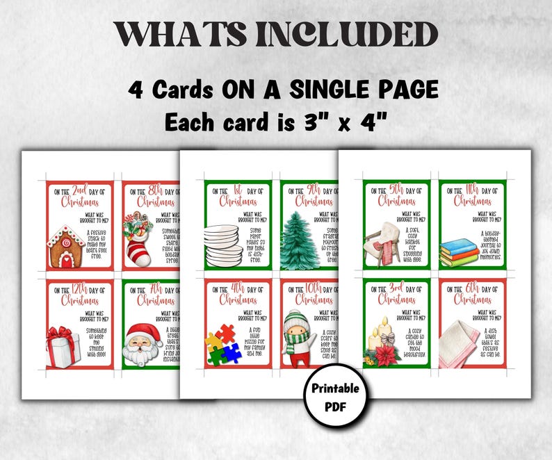 12 Days of Holiday Gift Tags, Printable Holiday Tags for Teachers ...