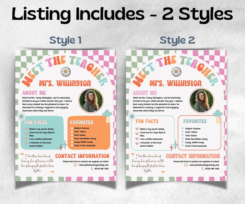 Groovy Meet the Teacher Canva Editable Template, Teacher Introduction ...