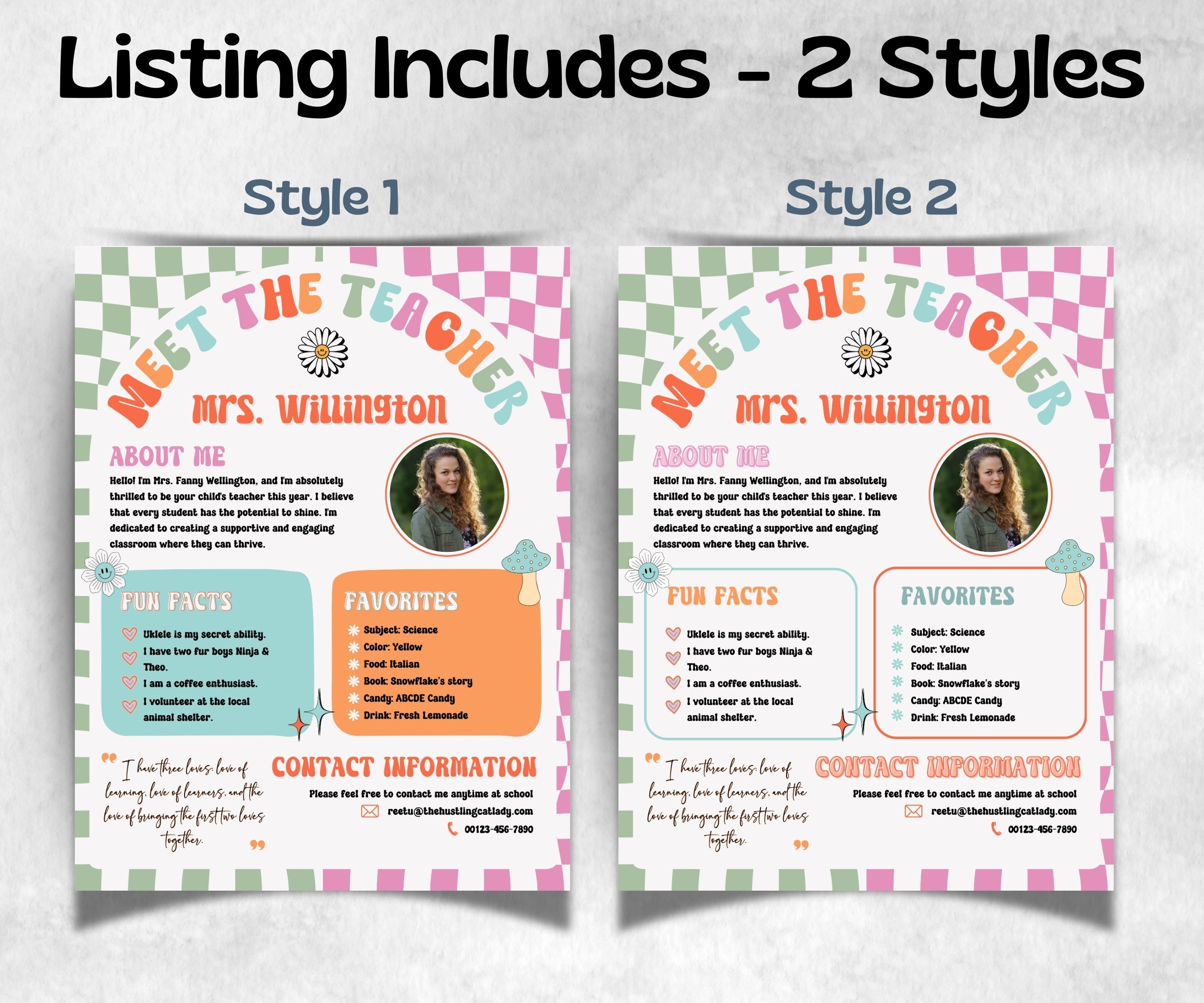 Groovy Meet the Teacher Canva Editable Template, Teacher Introduction ...