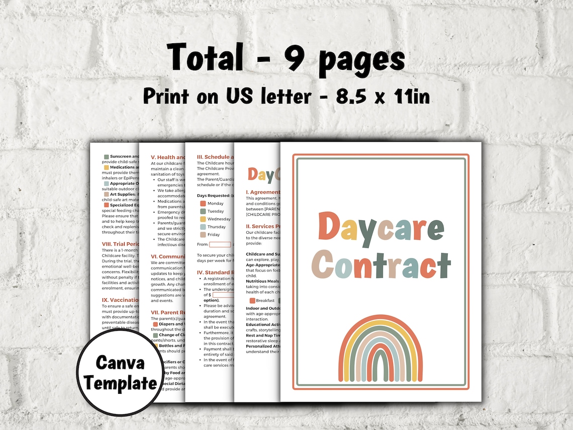 Editable Daycare Contract Home Daycare Contract Daycare - Etsy Canada