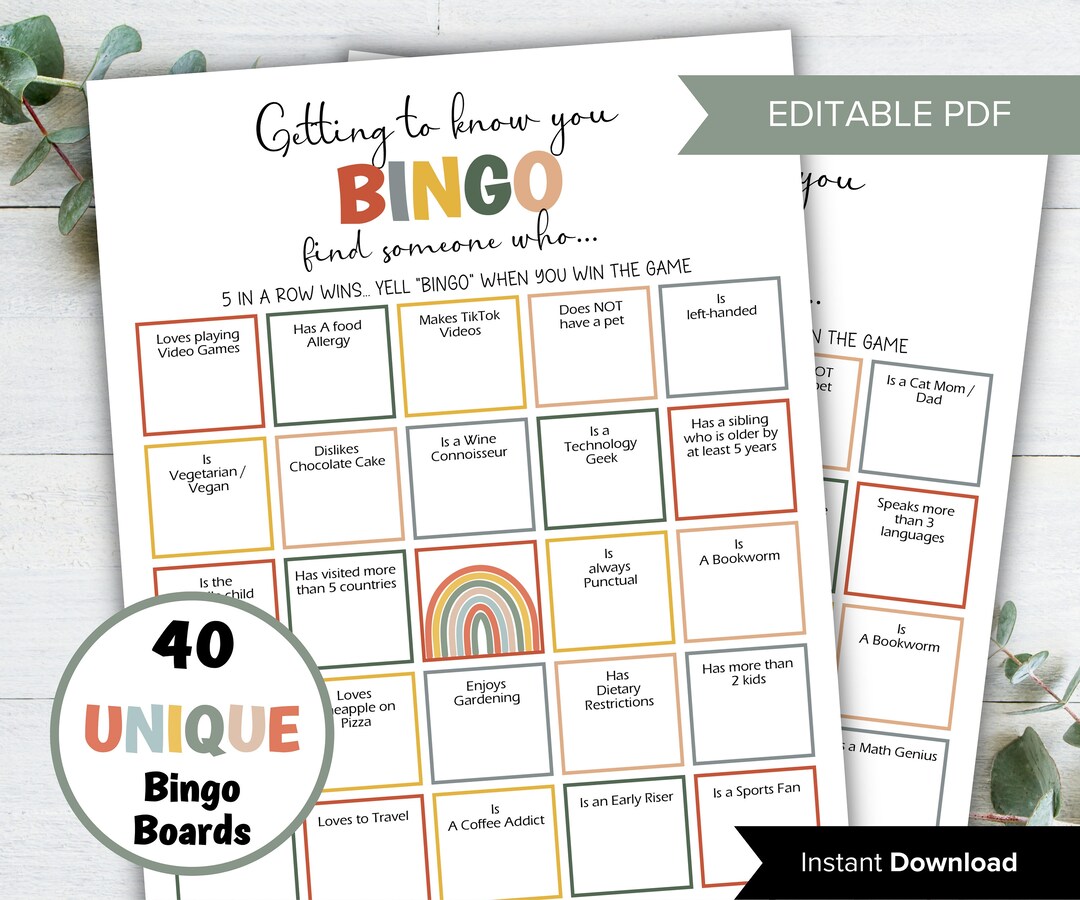 Find the Guest Human Bingo I Family Reunion Game I Team Building Game I ...