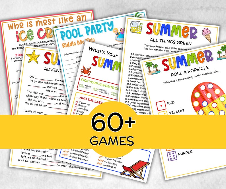 Summer Games Bundle, Bucket List, Word Scramble, Scavenger Hunt, End of ...