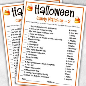 Halloween Candy Slogan Match Trivia, Candy Party Game Activity, Teen ...
