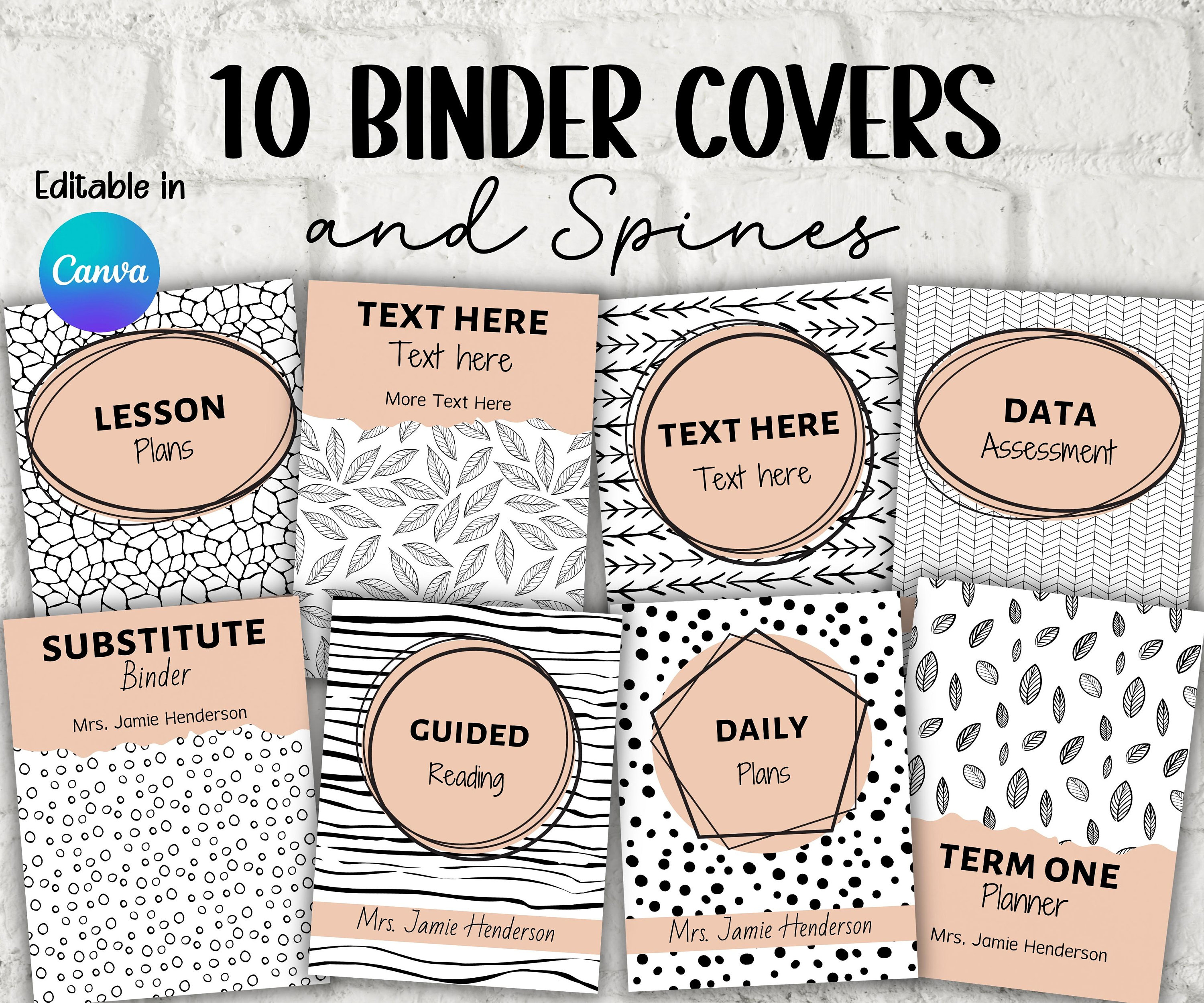 Editable Binder Covers and Spines I Printable Binder Cover I - Etsy