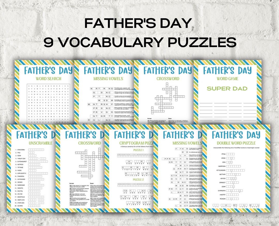 Fathers Day Vocabulary Puzzle Bundle I Printable Father's Day Games for ...