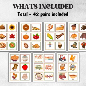 Thanksgiving Memory Pairs, 42 Pairs, Memory Card Game, Thanksgiving ...