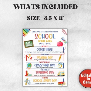 Customizable Back to School Spirit Week Flyer, PTO Schedule, Weekly ...