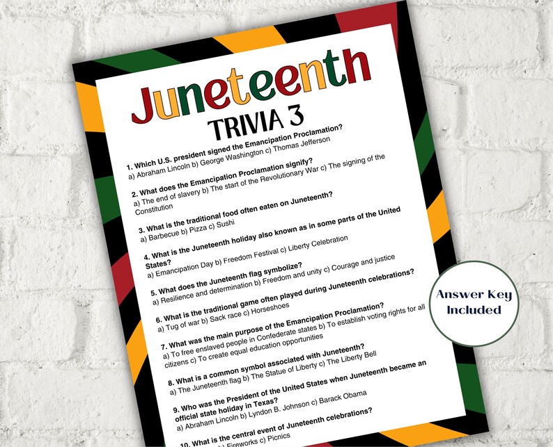 Juneteenth Trivia Bundle I Juneteenth Activities I African - Etsy