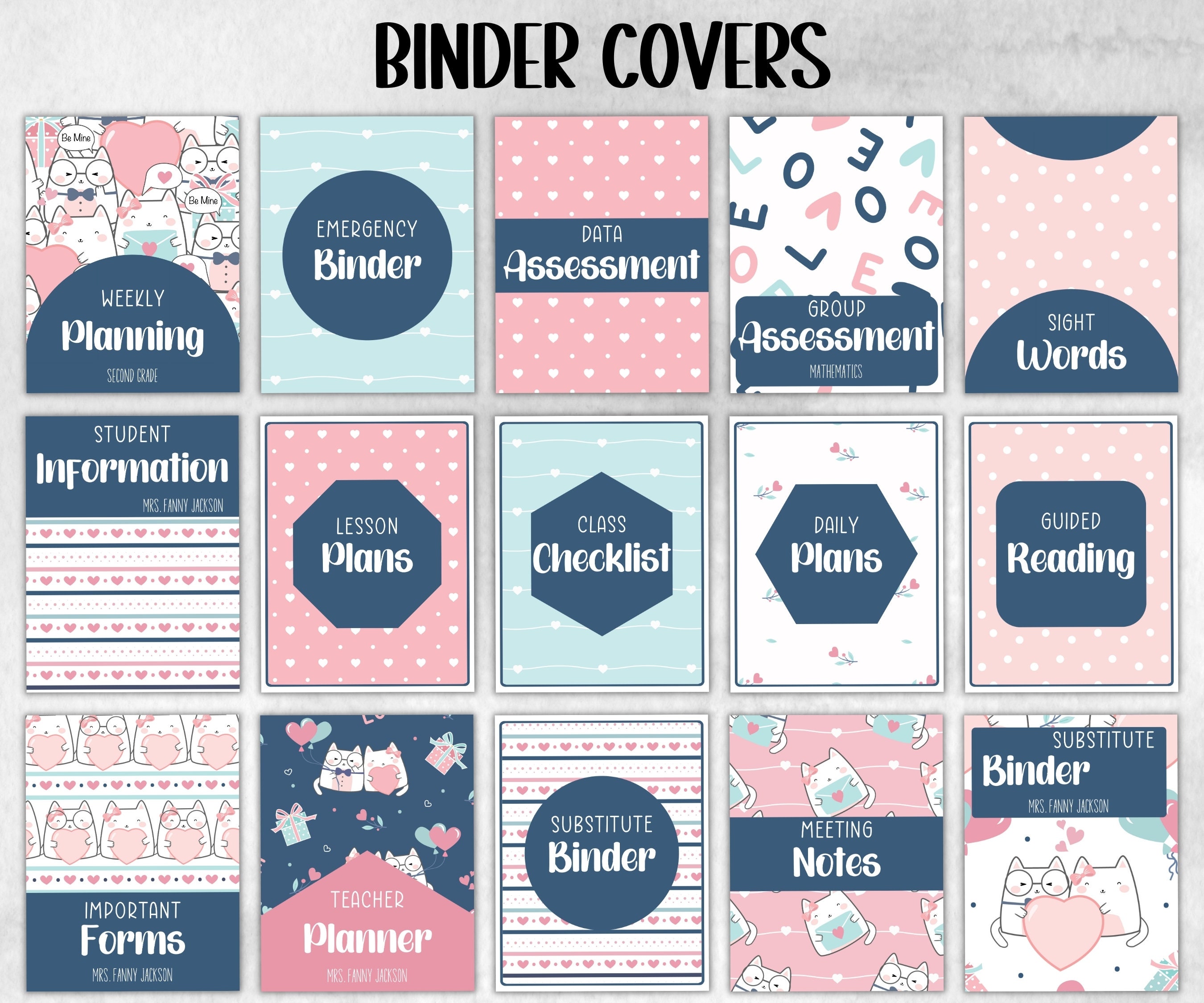 Back to School Editable Covers Binder Template School Binder Printable ...