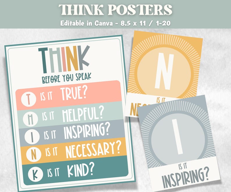 Therapy Office Decor, Think Before You, Classroom Think Posters, School ...