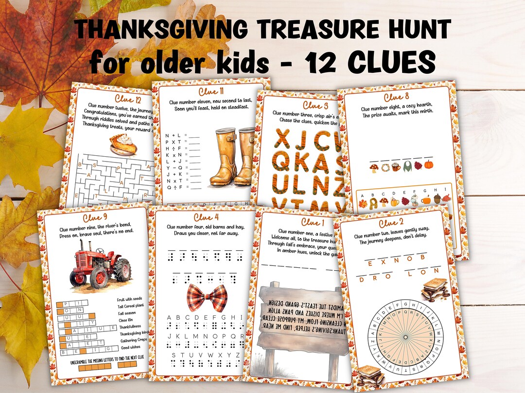 Thanksgiving Treasure Hunt I Scavenger Hunt I Autumn Treasure Hunt I ...