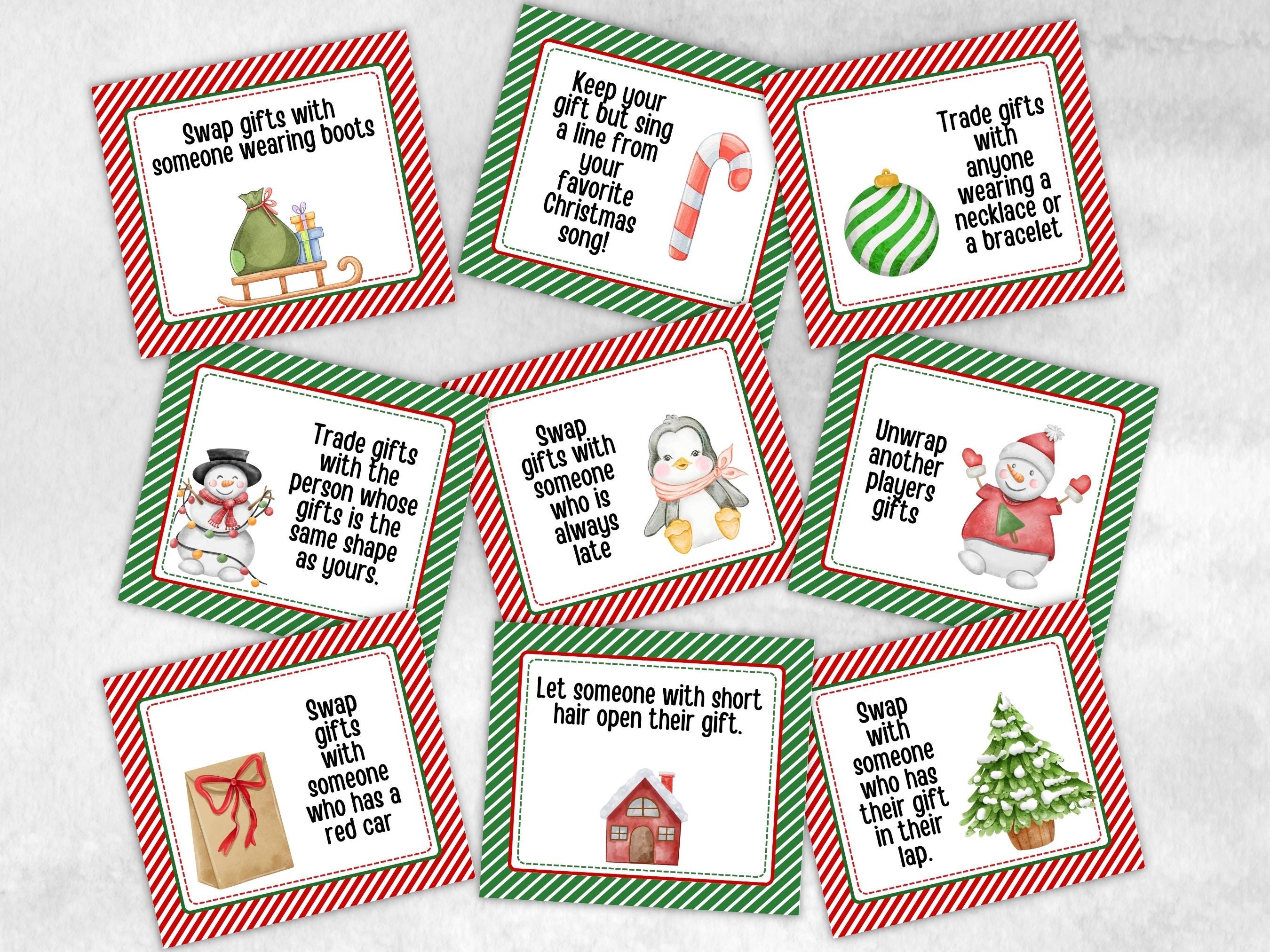 Classroom Xmas Activity, Gift Exchange Game Cards, White Elephant Gift ...