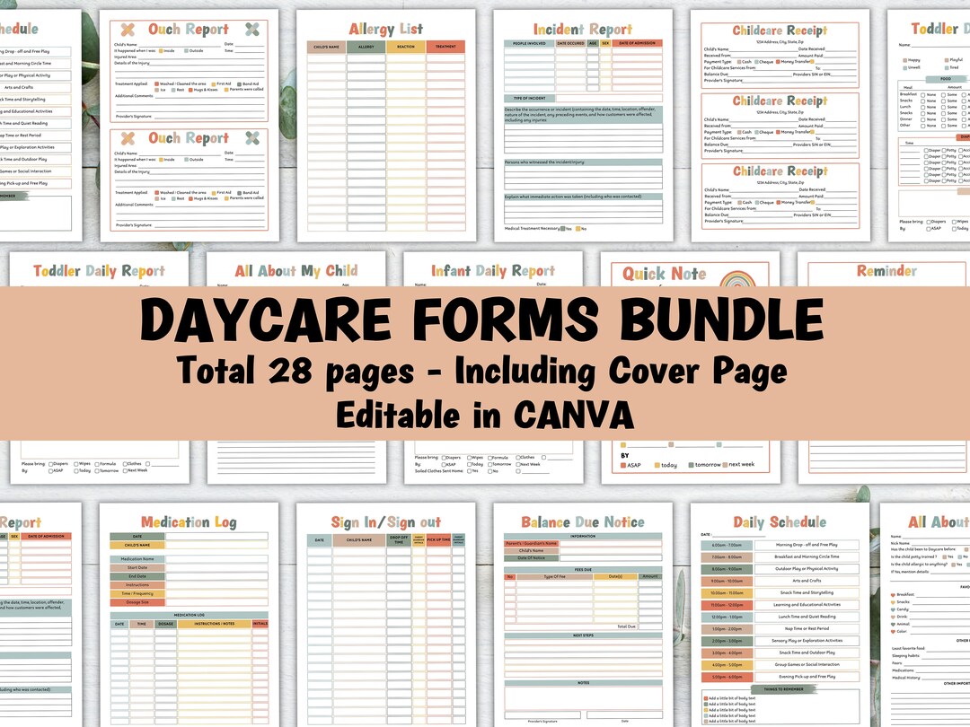 Daycare Forms Bundle, Starter Kit, Childcare Forms, Inhome Daycare ...