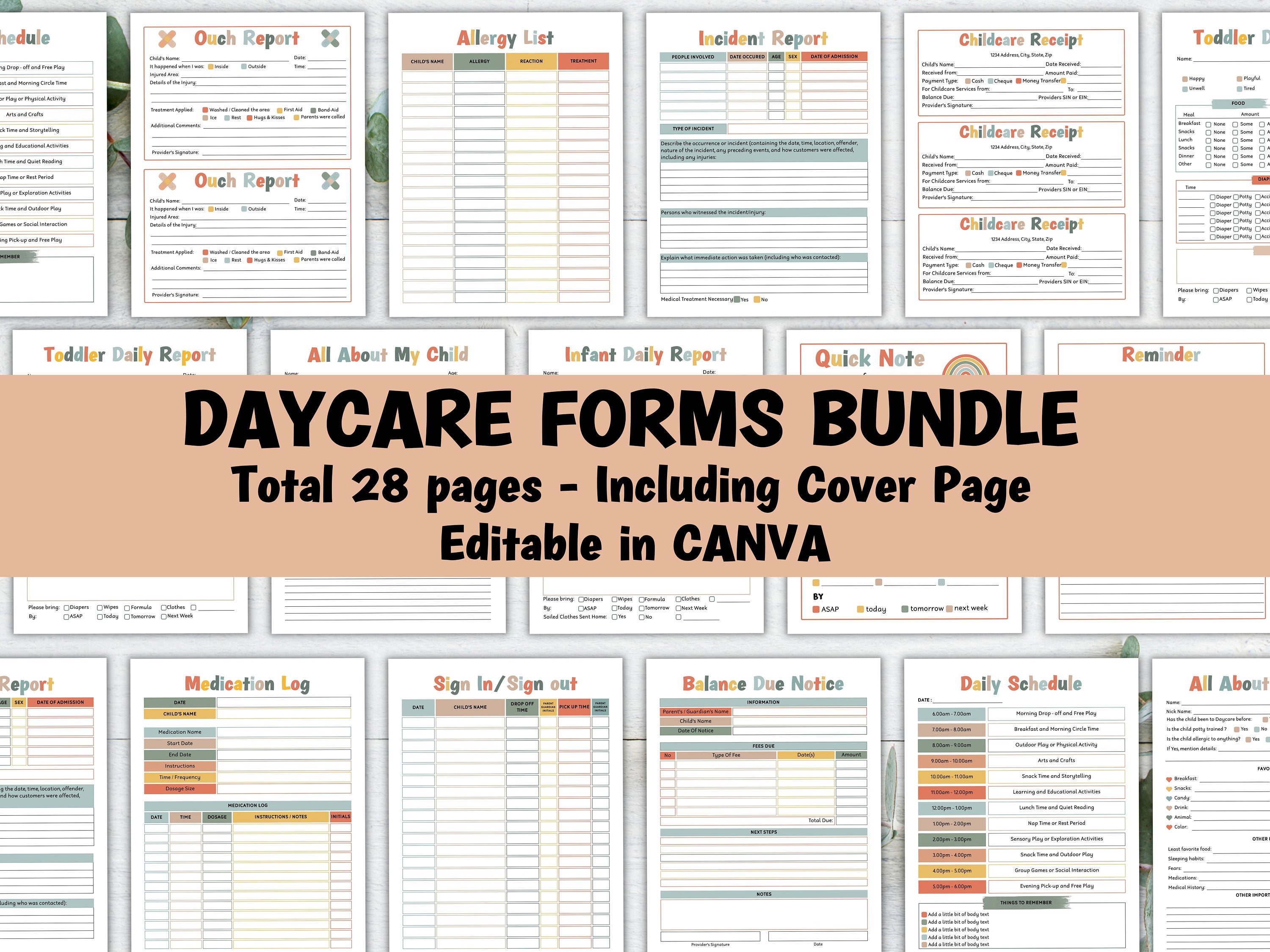 Daycare Forms Bundle Starter Kit Childcare Forms Inhome - Etsy