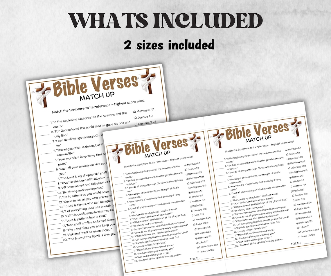 Printable Bible Verses Match up for Kid, Old Testament Activity ...
